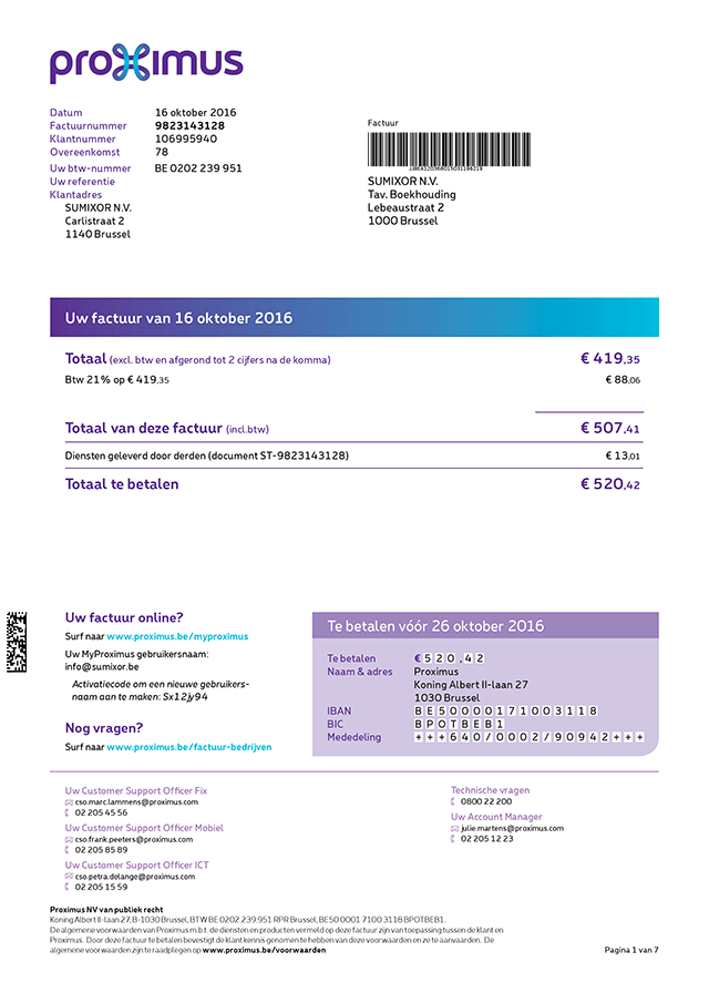 Nieuwe factuur | Proximus